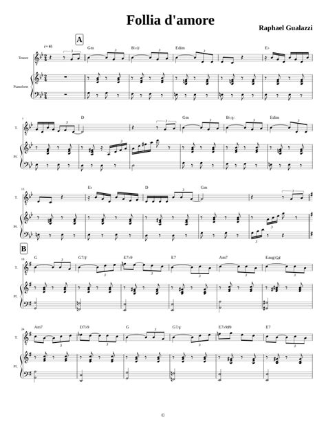 Raphael Gualazzi Follia Damore Gm Sheet Music For Tenor Solo