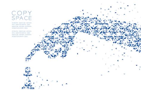 추상적인 기하학적 다각형 사각형 상자와 삼각형 패턴 손 이동 폰 체스 모양 비즈니스 게임 컨셉 디자인 블루 컬러 그림 복사 공간