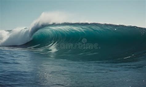 A Perfect Big Breaking Ocean Barrel Wave Stock Illustration