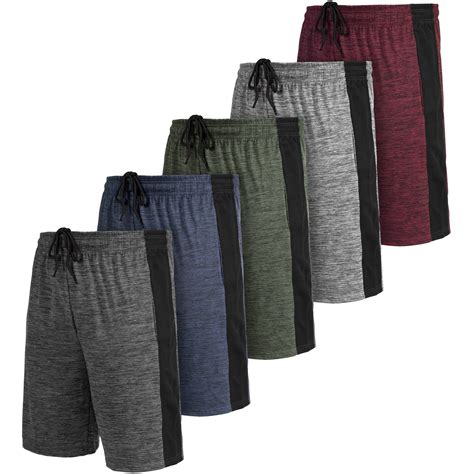 [5 Pack] Mens Dry Fit Athletic Shorts For Gym Running Basketball