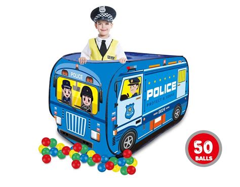 სათამაშო კარავი პოლიციის მანქანა 50 ბუთით