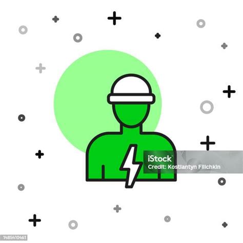 흰색 배경에 격리 된 윤곽 전기 기술자 엔지니어 아이콘 벡터 가공의 인물에 대한 스톡 벡터 아트 및 기타 이미지 가공의 인물 가득 찬 건설 산업 Istock