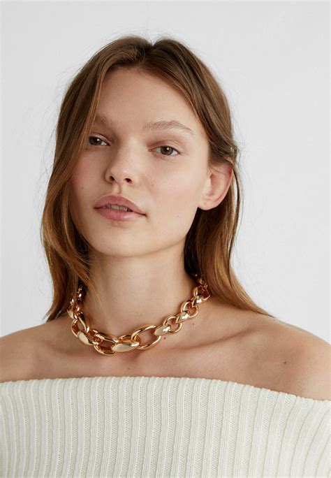 Stradivarius Maxi Naszyjnik Złoty Zalando Pl
