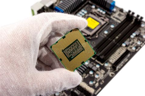 Installing Processor On Motherboard Pcb Stock Image Image Of Chip Cache