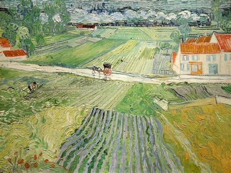 마차와 기차가 있는 풍경 비 속에서 오베르 1890년 6월 [f760] 사 빈센트반고흐예술협회