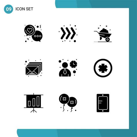9 Thematic Vector Solid Glyphs And Editable Symbols Of Ui Envelop