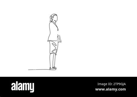 Animated Self Drawing Of Continuous Line Draw Attractive Business Woman And Architect Builder