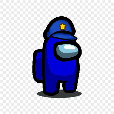 Hd Dark Blue Among Us Crewmate Character With Police Hat Png — Free