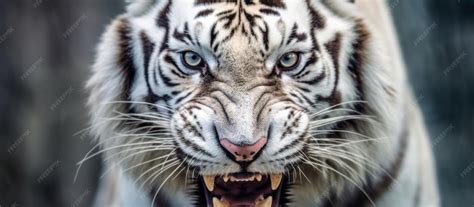 Premium Photo Close Up Photo Angry White Tiger Background