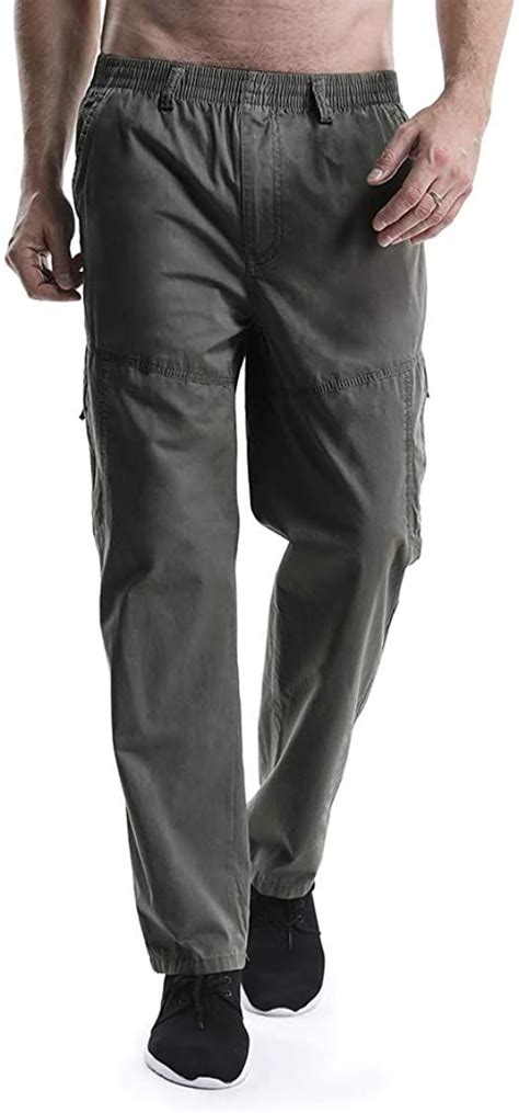 Ochenta Mens Cargo Pants With Elastic Waist Pull On Relaxed Straight