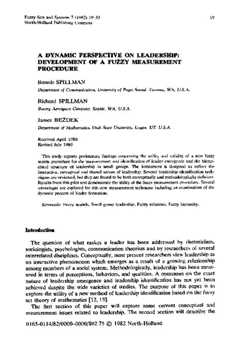 Pdf A Dynamic Perspective On Leadership Development Of A Fuzzy