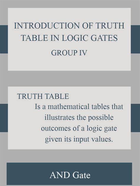 Group 4 Introduction Of Truth Table In Logic Gates Bsit 1a Pdf