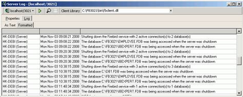 The Database Experts Doc Server Properties Log