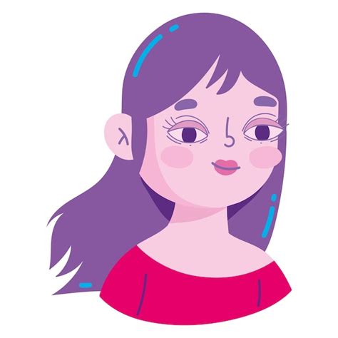 Icono De Personaje De Chica Linda Aislado Vector Premium