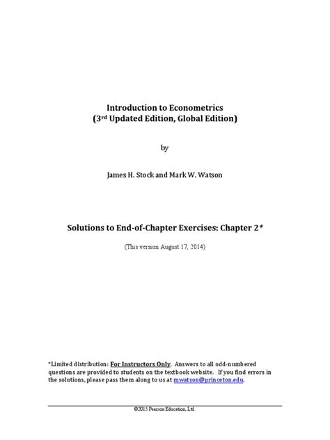Exercise Solutions Chapter 2 Pdf Correlation And Dependence Statistical Theory