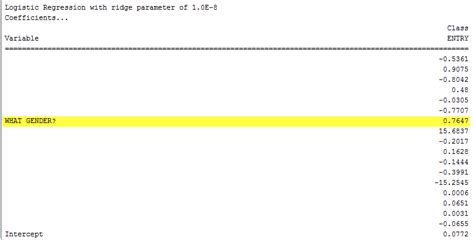 Data Mining Weka Logistic Regression Output Gender Stack Overflow