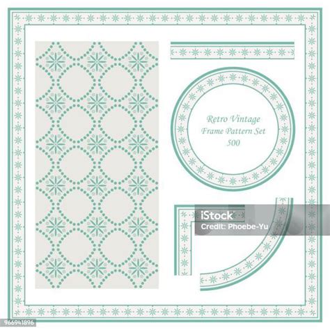 빈티지 테두리 원활한 패턴 배경 설정 도트 라인 꽃 크로스 라운드 곡선 0명에 대한 스톡 벡터 아트 및 기타 이미지 0명 개체 그룹 곡선 Istock