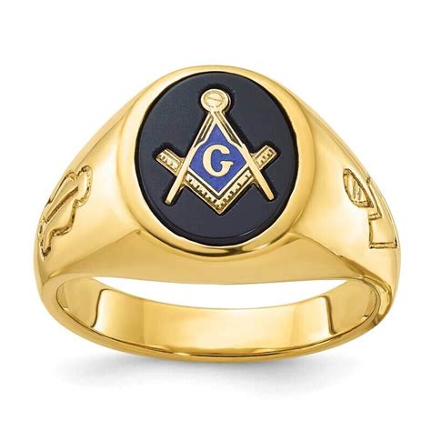 Ibgoodman Mens Polished Grooved Blue Lodge Master Masonic Ring
