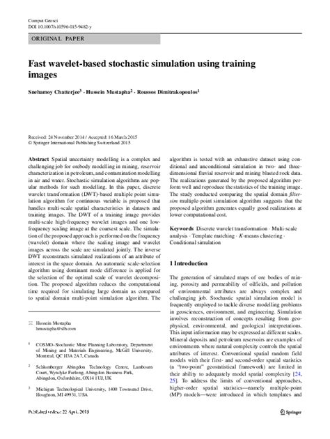 Pdf Fast Wavelet Based Stochastic Simulation Using Training Images