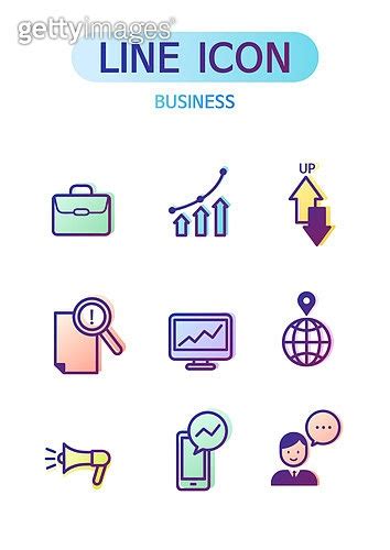 아이콘 아이콘세트 아이콘 라인아이콘 컬러풀 비즈니스 그래프 화살표 이미지 Jv11177038 게티이미지뱅크