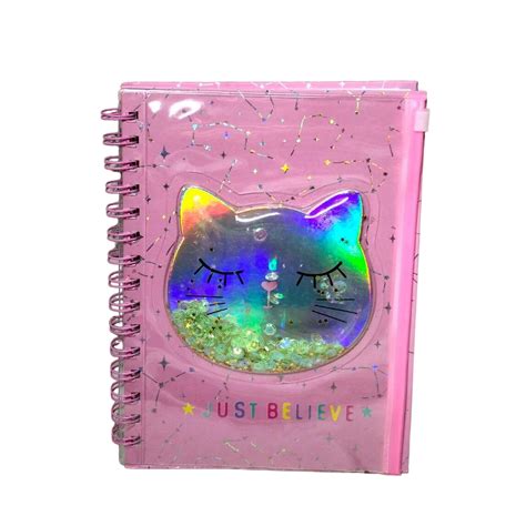 ᐉ Блокнот Котик на пружині з блискітками 80 аркушів Рожевий Mr 556 2 • Краща ціна в Києві