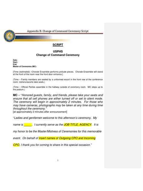 Hspac Coc Sop Appendix B Script Pdf United States Public Health