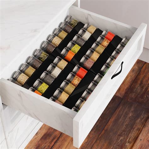 Spice Rack Organizer For Cabinet Set Of 2 Black Acrylic 4