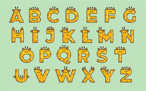 Cute Giraffe Alphabet Animal Font Colorful Letter 25502343 Vector Art