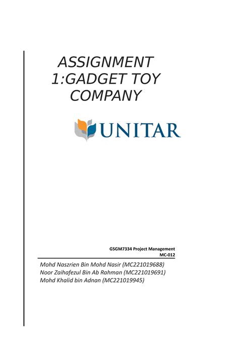 Toy Assignment Write Up Mohd Naszrien Bin Mohd Nasir Mc221019688 Noor Zaihafezul Bin Ab