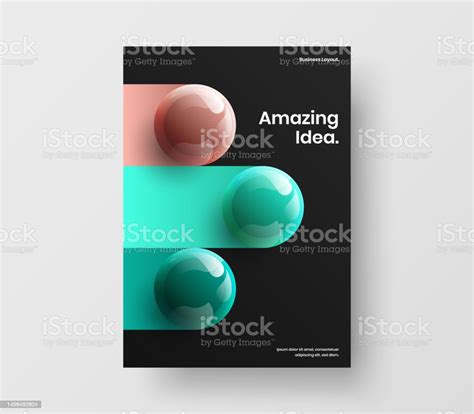 여러 가지 빛깔의 엽서 벡터 디자인 그림입니다 창조적 인 3d 구체 잡지 표지 개념입니다 A4 용지에 대한 스톡 벡터 아트 및 기타 이미지 Istock
