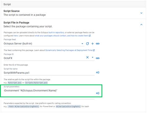 passing parameters to scripts documentation and support