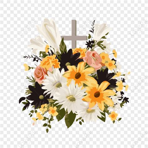 장례식 꽃 벡터클립 아트만화상표 Png 일러스트 무료 다운로드 Lovepik