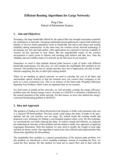 efficient routing algorithms for large networks