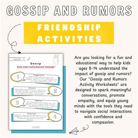 Friendship Activities Gossip And Rumors Social Skills Adhd Skills