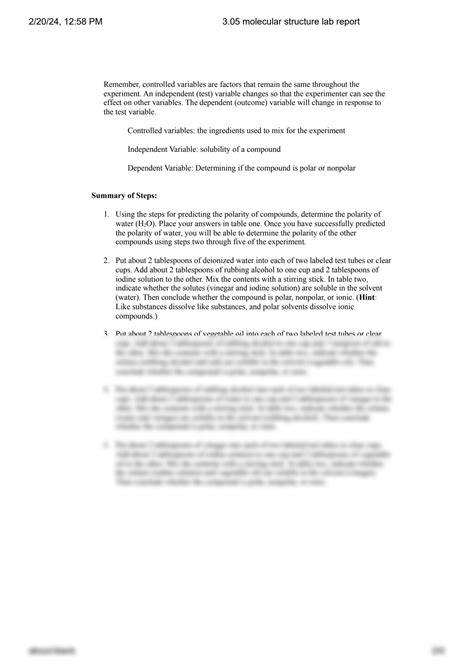 SOLUTION Molecular Structure Lab Report Studypool