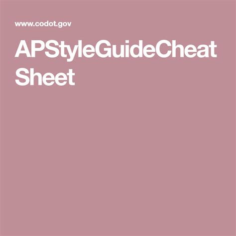AP Style Guide Cheat Sheet