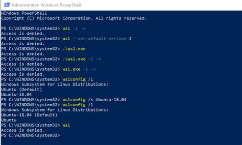 Windows 10 Powershell Wslexe Access Is Denied Super User
