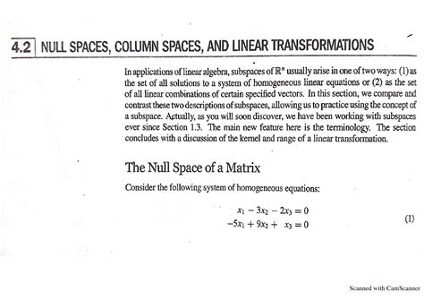 solution null spaces column spaces and linear transformation linear