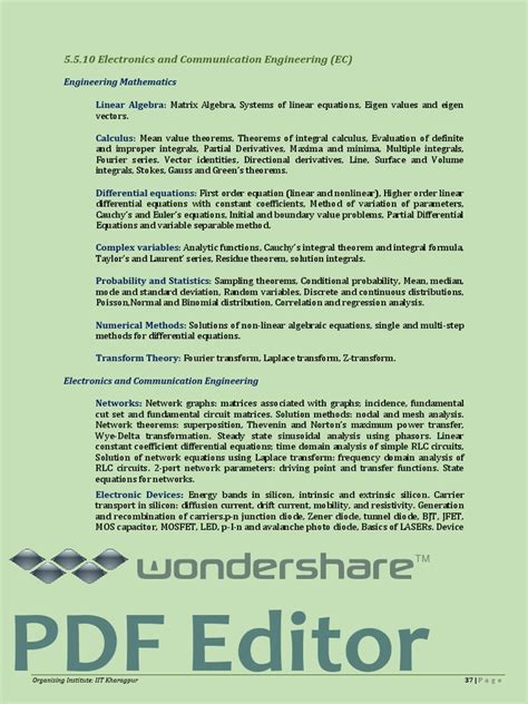 Gate 2014 Ec Syllabus Pdf Electronic Engineering Mathematical Analysis