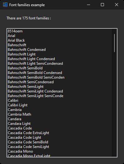 Xtd Font Families Cpp