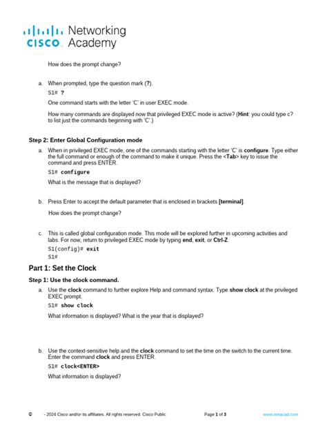 237 Packet Tracer Navigate The Ios 1 Pdf
