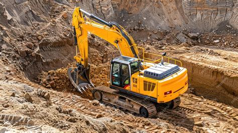 Excavator Digging A Trench On A Construction Site Premium Ai