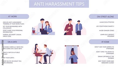 Sexual Assault And Harassment Prevention Infographic Security Advisories Stock Vector Adobe Stock