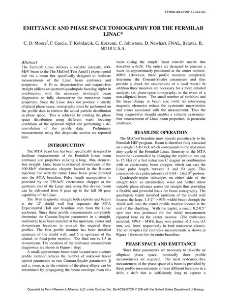 Pdf Emittance And Phase Space Tomography For The Fermilab Linac