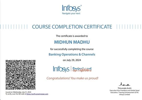 Midhun Madhu On Linkedin Infosys Springboard Course Banking