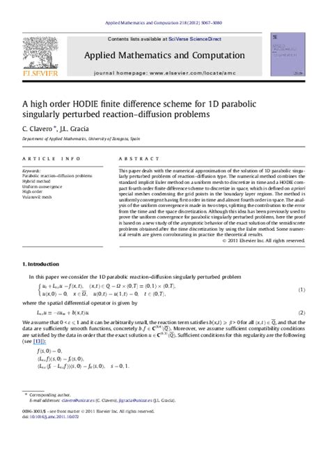 Pdf A High Order Hodie Finite Difference Scheme For 1d Parabolic