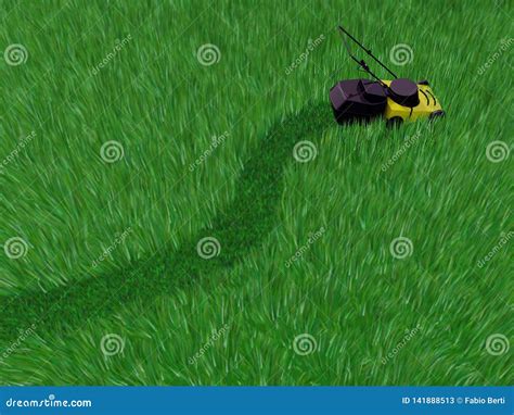 Grass Field Cut By Lawn Mower Stock Illustration Illustration Of