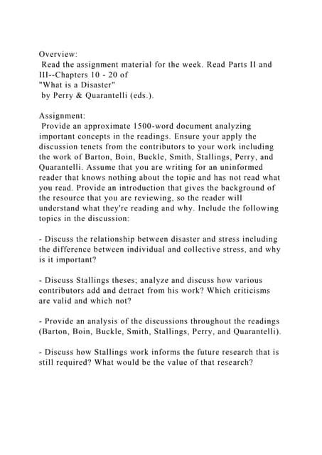 Overview Read The Assignment Material For The Week Read Parts Iidocx Overview Read The Assignment Material For The Week Read Parts Iidocx