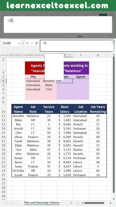 Excel Pro Trick Filter And Rearrange Non Adjacent Columns With Filter Function In Excel Formula