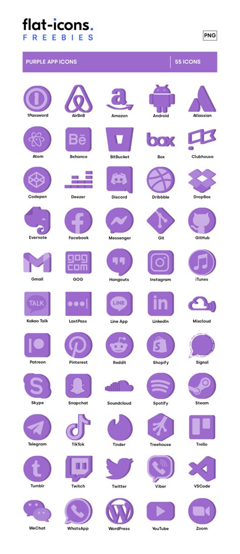 Purple App Icon Set Free Flat Icons